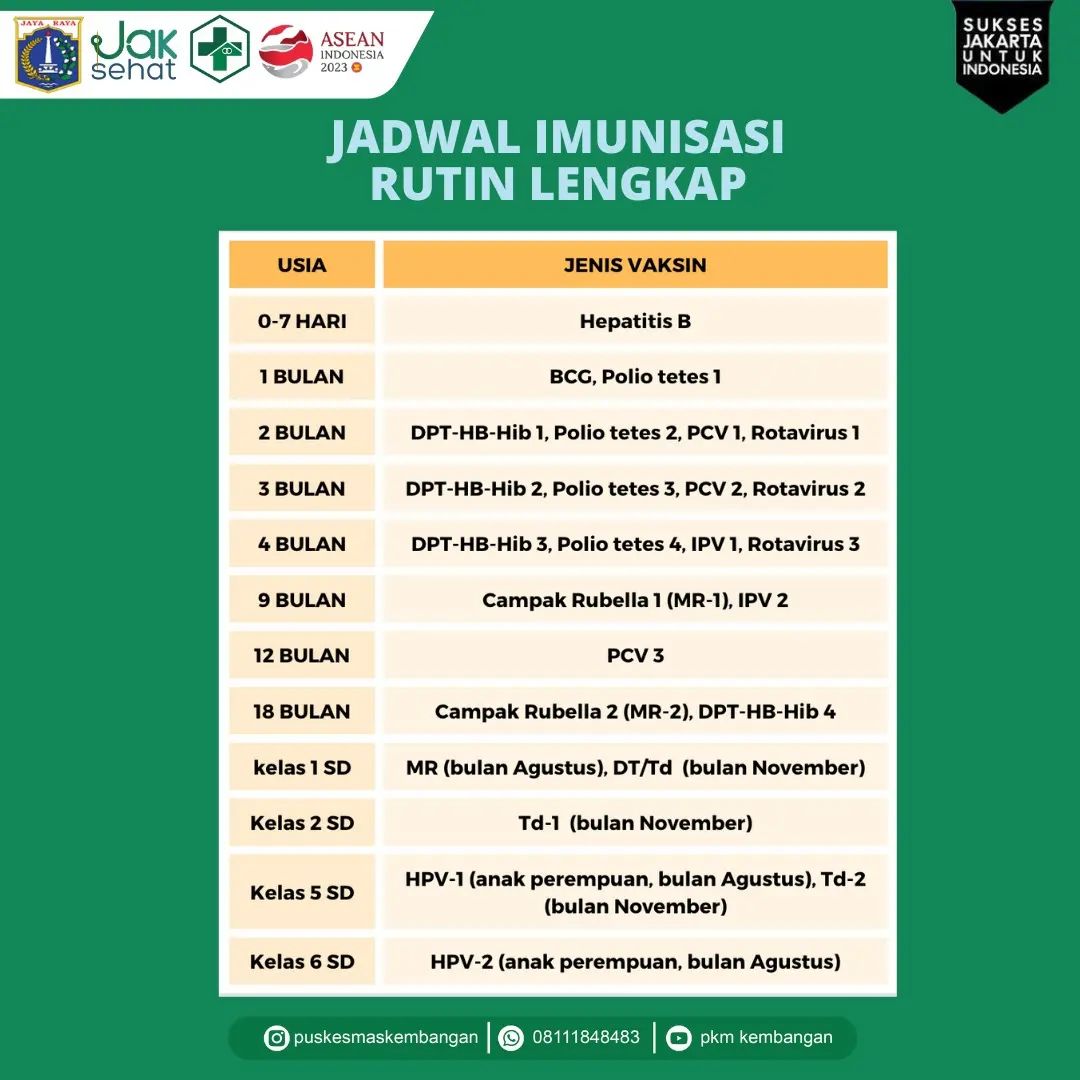 Informasi Vaksin DPT-Hb-HIB untuk bayi dan balita januari 2024 – Puskesmas Kembangan